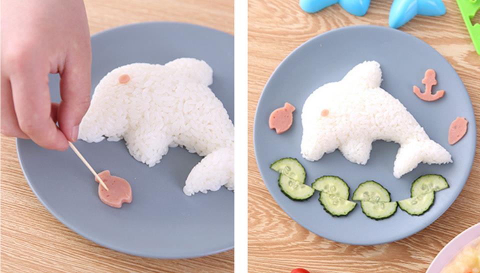 3/4 Pack Kids Cartoon Cute Rabbit Dolphin Rice Ball Shape DIY Sushi ...