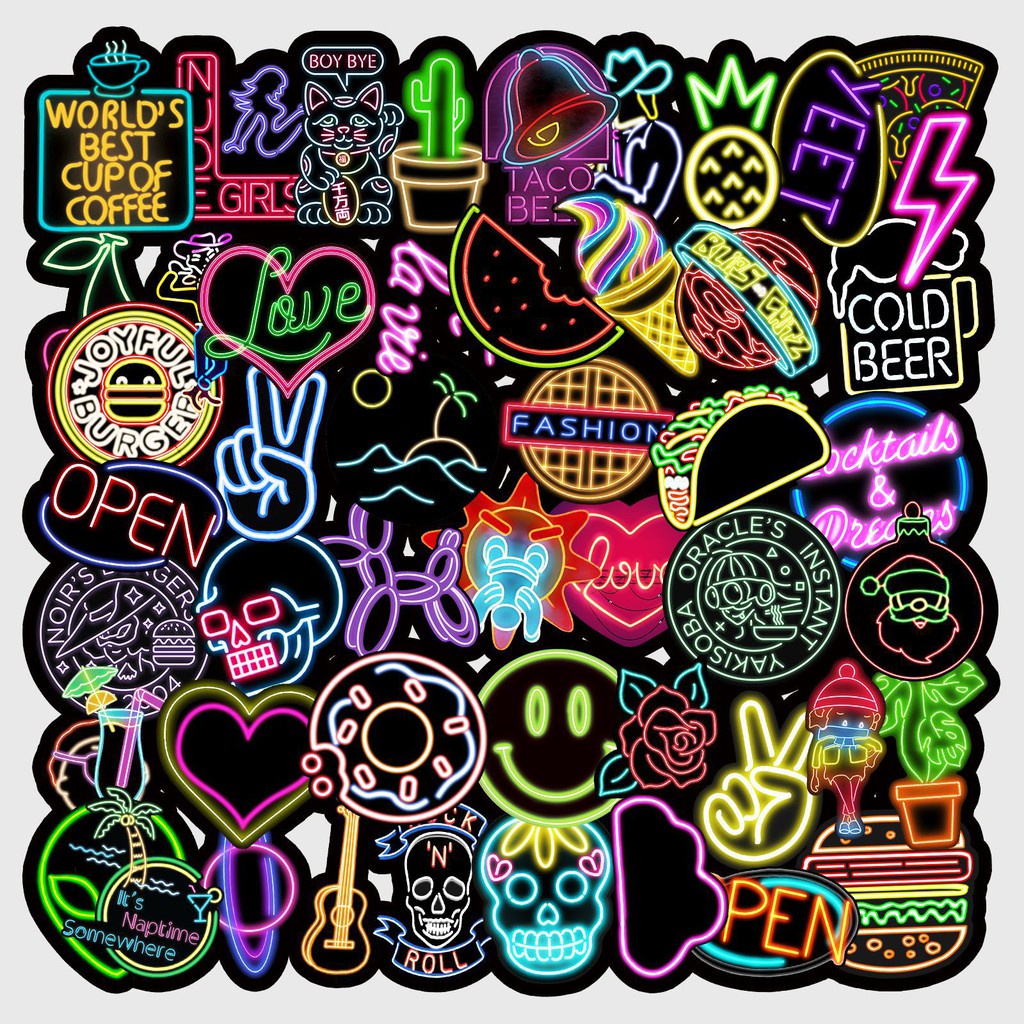 50Pcs Cartoon Cute Cartoon Night Lighting Kawaii Waterproof Sticker ...