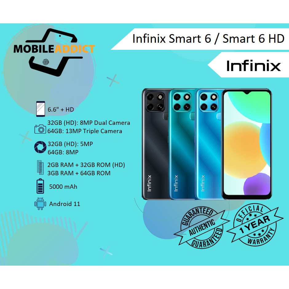 Infinix Smart 6 / Smart 6 HD NTC, 1 year official warranty | Shopee ...