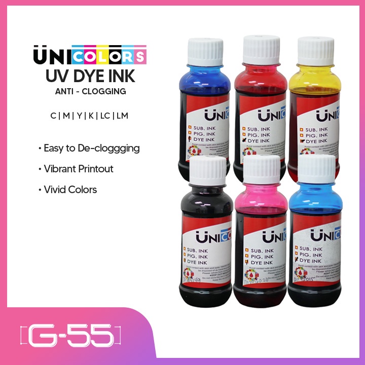 UNICOLORS UV DYE INK (C | M | Y | K | LC | LM) 100ML FOR INKJET PRINTER ...