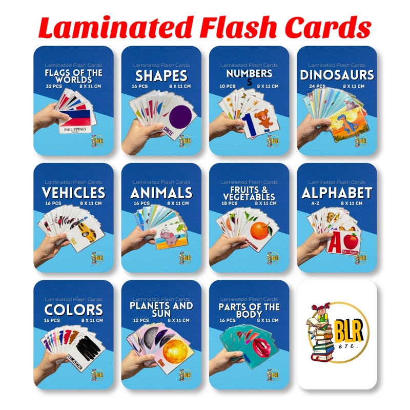 Laminated Flash Cards (flags shapes numbers animals fruits alphabet ...