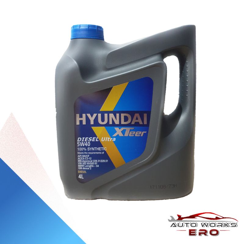 Hyundai Xteer 5w40 Diesel Ultra 100% Synthetic Oil 4L | Shopee Philippines