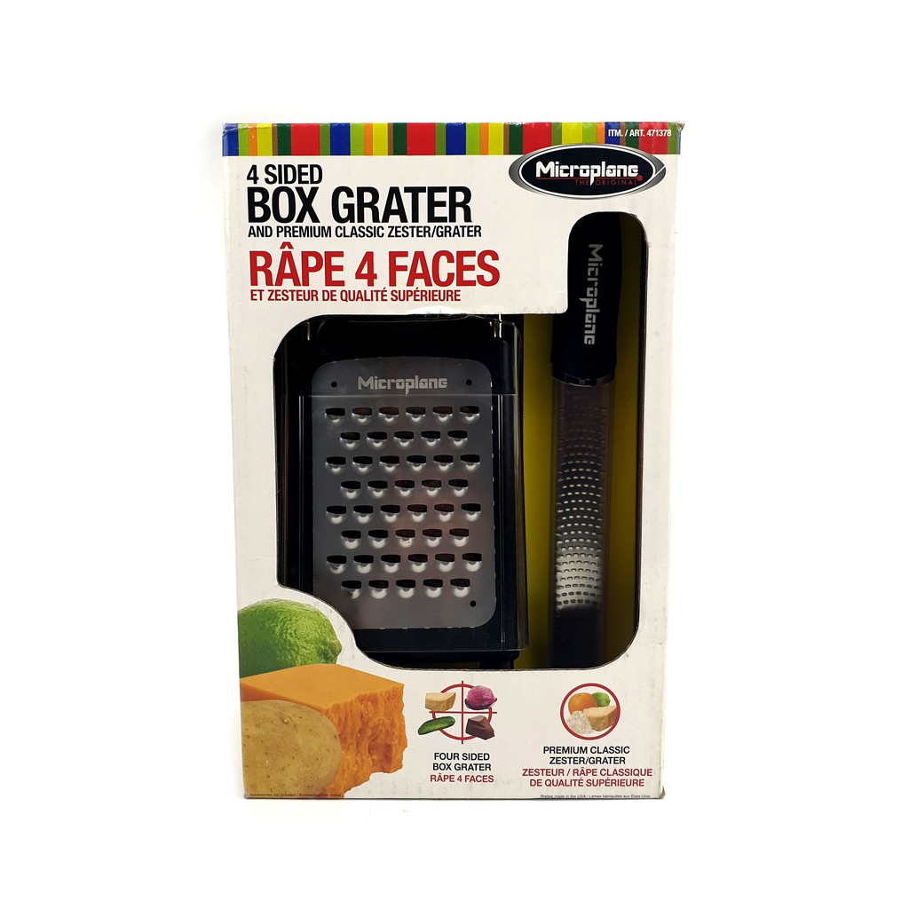 Microplane 4 Sided Box Grater and Premium Classic Zester/Grater ...