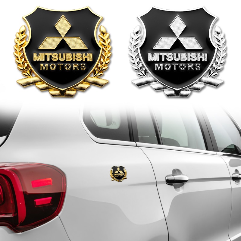 2PCS Metal Car Side Window Sticker Emblem Badge Decals For Mitsubishi ...