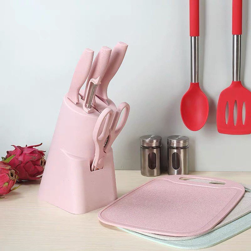 Non Stick Kitchen Cutlery Set Kitchen Knife Chopping Board Scissors Set ...
