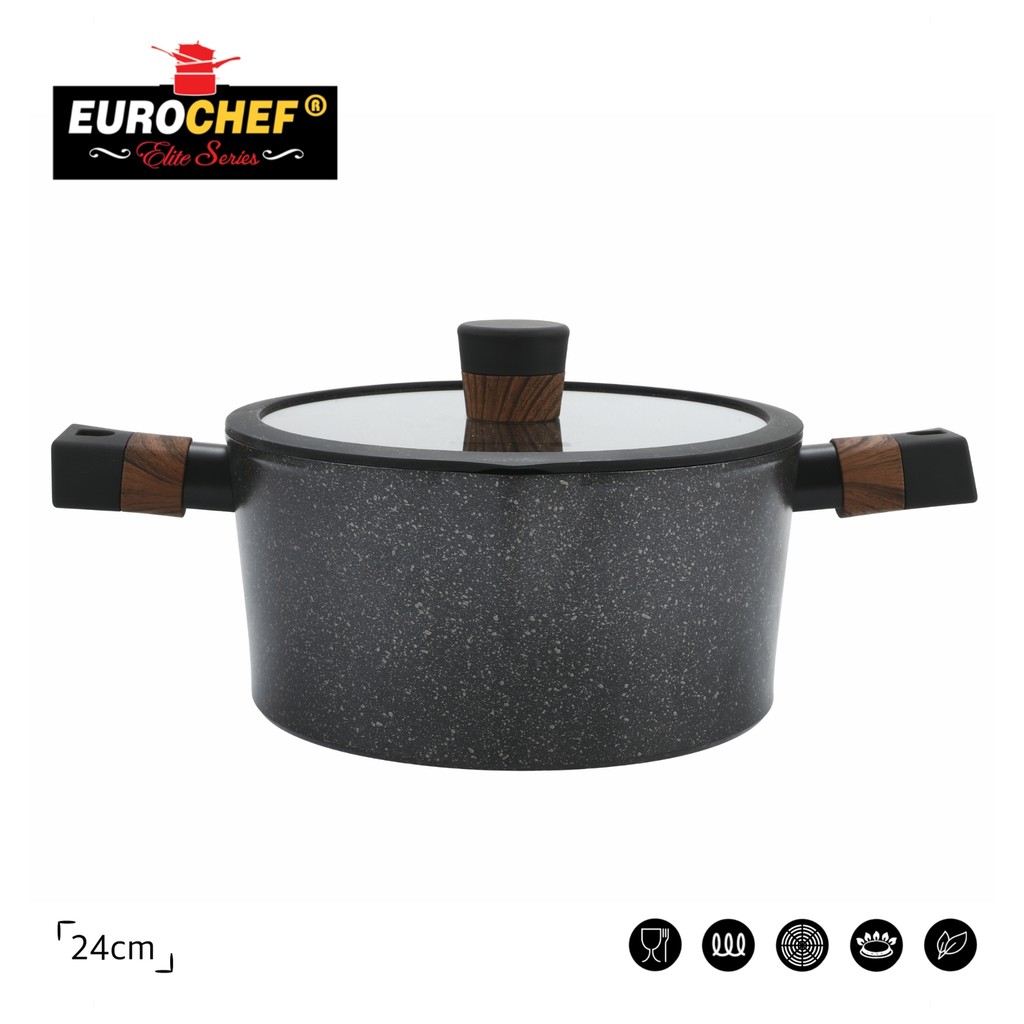 Eurochef 24cm Non-stick Marble Round Casserole Forged Aluminum Cookware ...