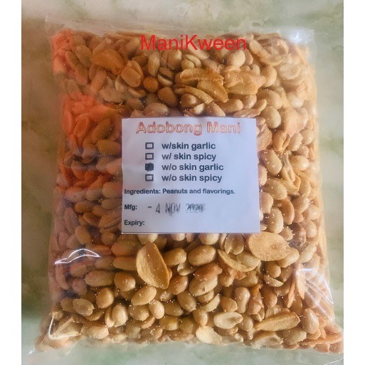 Adobong mani Skinless 1KG (Regular or Spicy) Pulutan/Kutkutin with ...