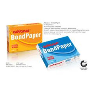 SHORT Advance bond paper subs 16 50gsm (thin) letter manipis | Shopee ...