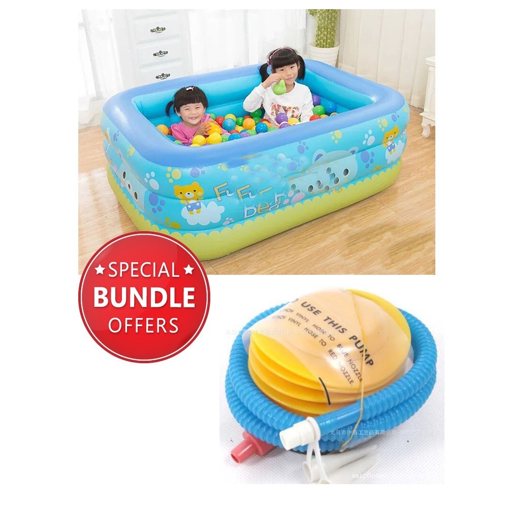 1.5 Inflatable swimming pool outdoor pool with FREE FOOT PUMP | Shopee ...