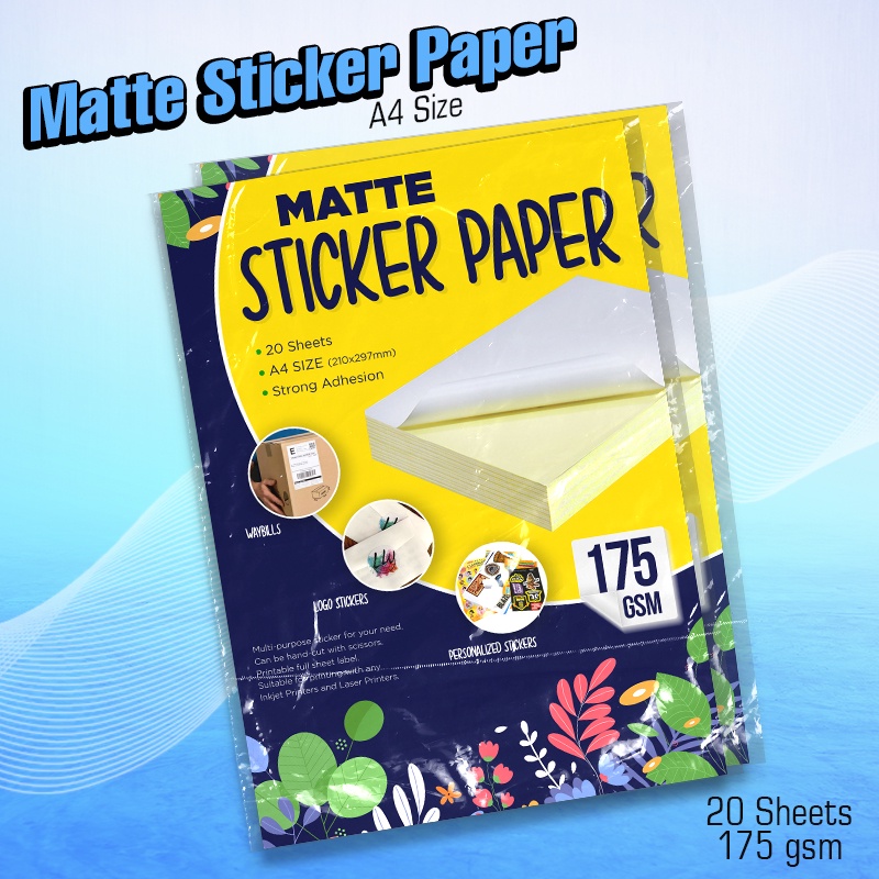 Matte Sticker Paper A4 175gsm Kraft Size For Labels And 20 Sheet 