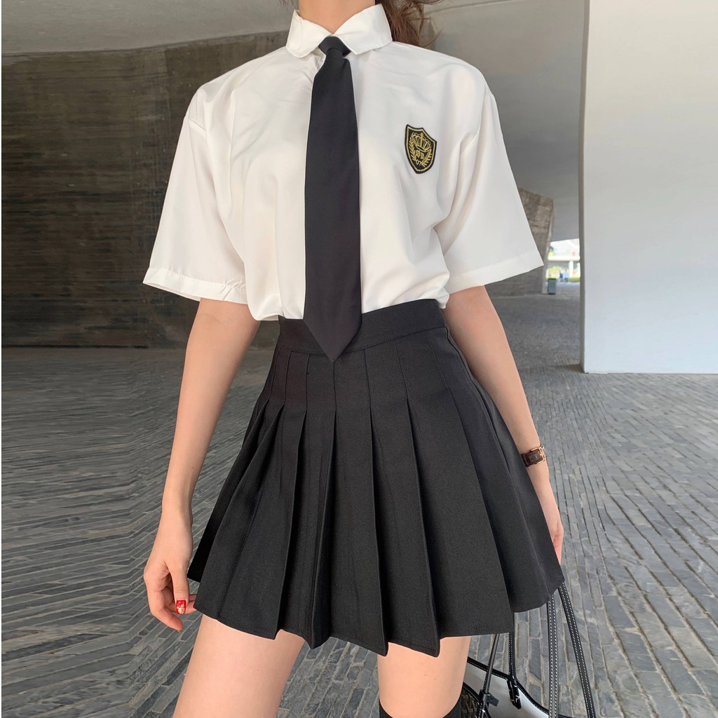 【ready Stock】jk Set Japanese College Han Edition Loose Pleated Skirt