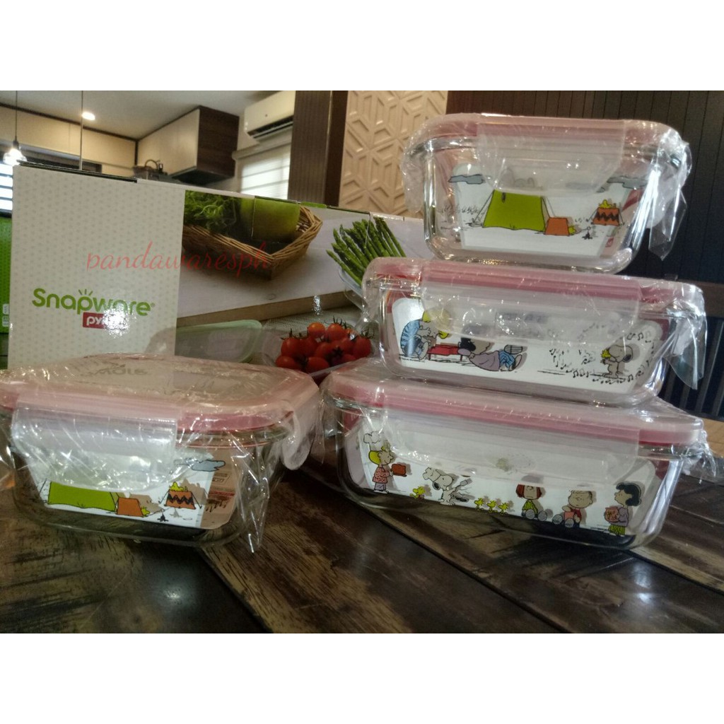 Pyrex Snoopy Glass Food Keeper 4-pc Set | Shopee Philippines