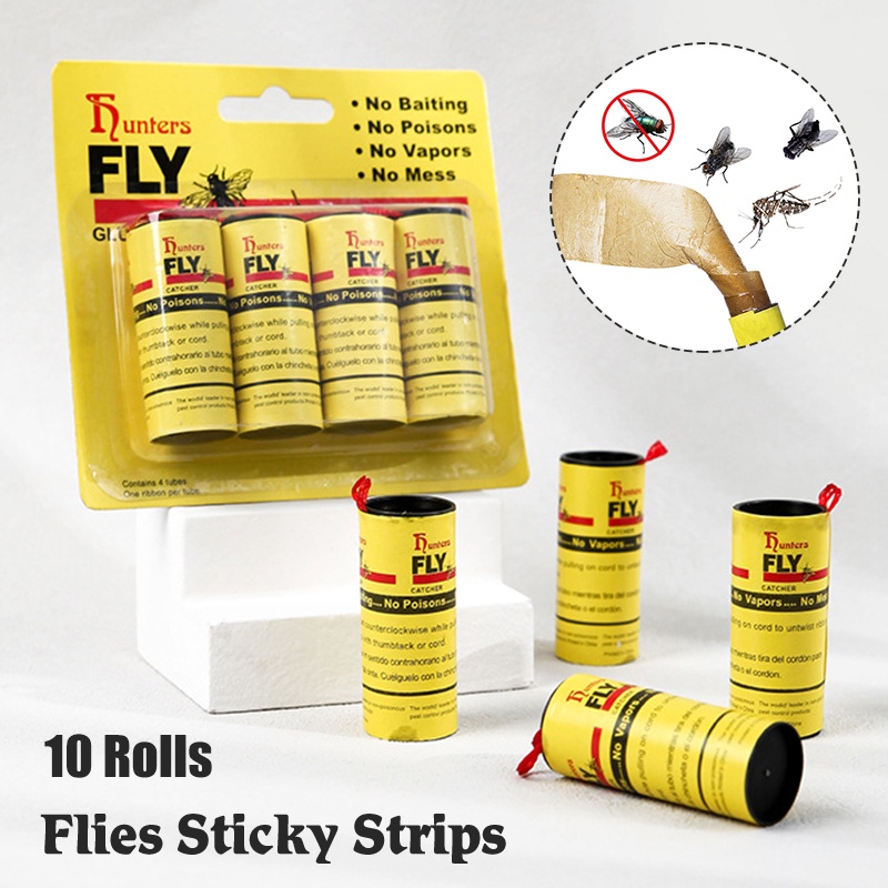 10 Rolls Fly Traps Ribbon Hanging Sticky Fly Trap Fruit Fly Gnat Trap ...