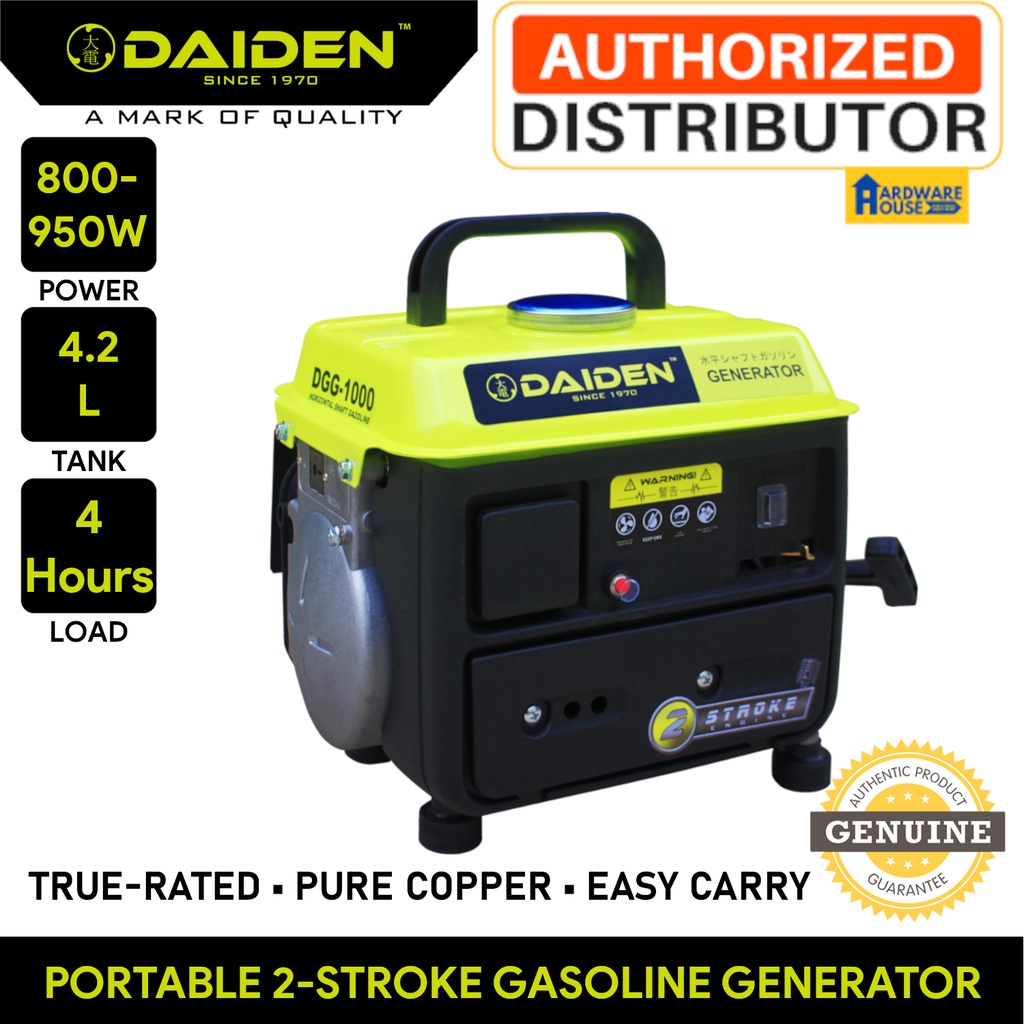 ORIGINAL DAIDEN DGG1000 Portable Generator 2-Stroke Gasoline Engine ...