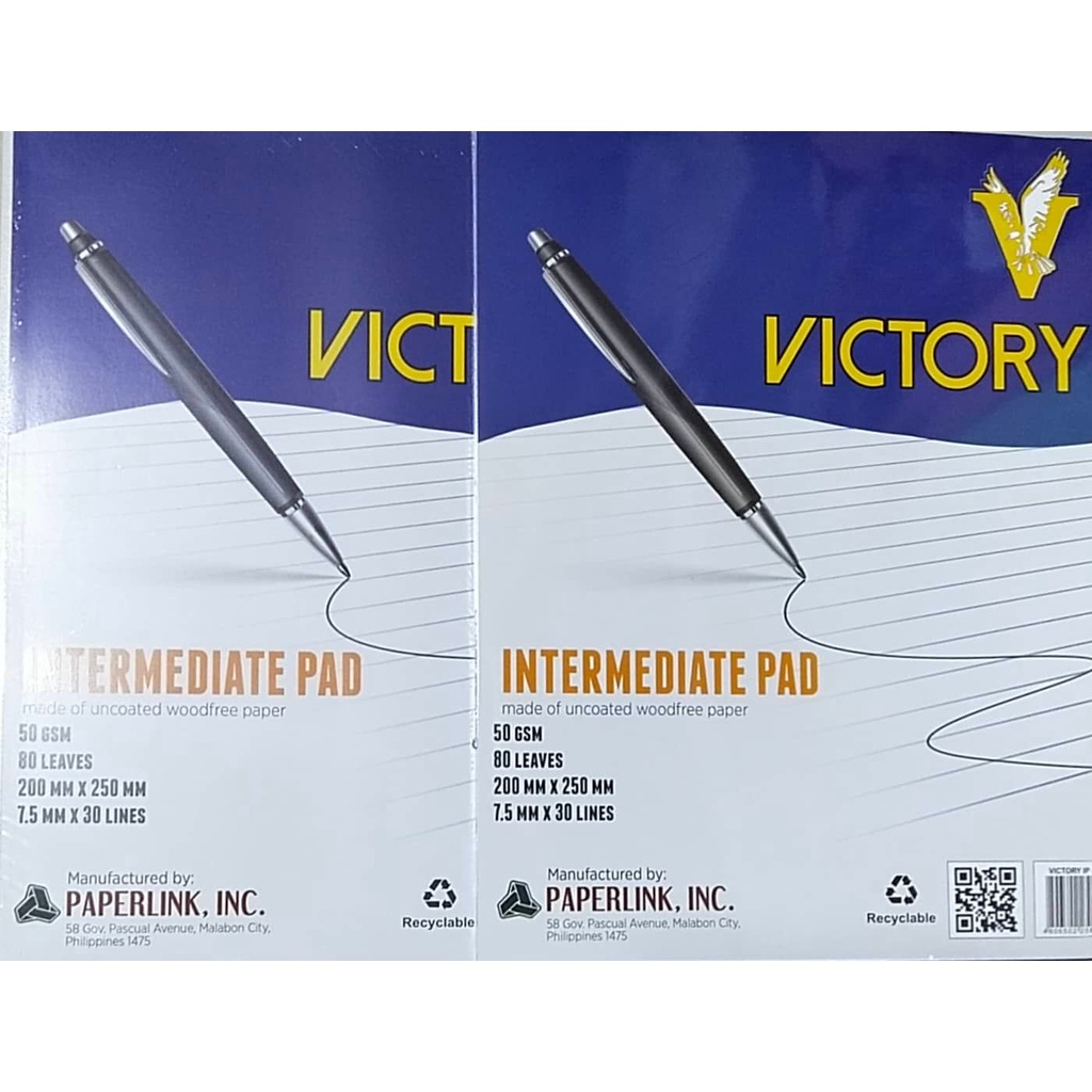 2 Pads VICTORY Intermediate Pad Paper 50 gsm 80 leaves | Shopee Philippines
