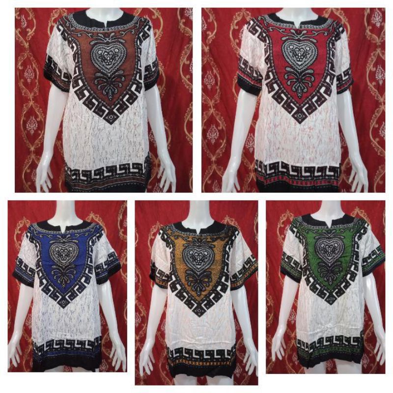 Dashiki/Bohemian polo batik white heart | Shopee Philippines