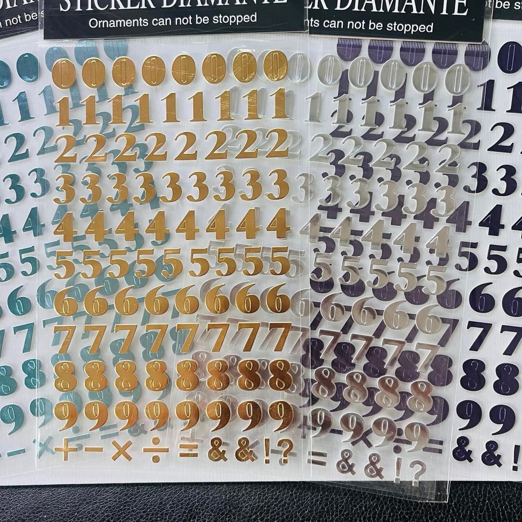 NUMBER SET STICKER 89pcs - 8 COLORS AVAILABLE (Sold Per Set/Color ...
