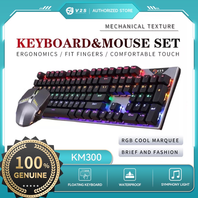 V2S KM300 Mechanical Keyboard And Mouse Universal Bundle Set | Shopee ...