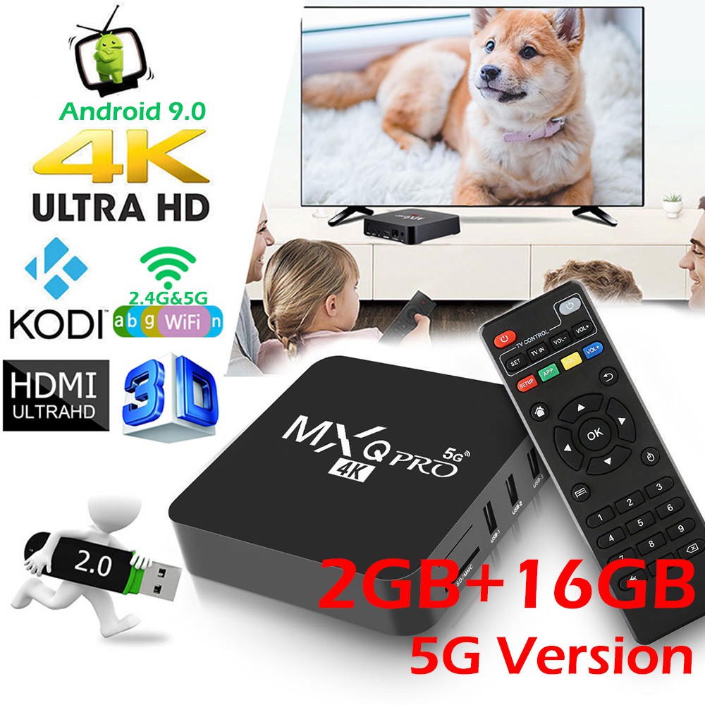 [5G Version]MXQ PRO 4K Android TV BOX 2+16GB RK3229 Quad-Core Android 9 ...