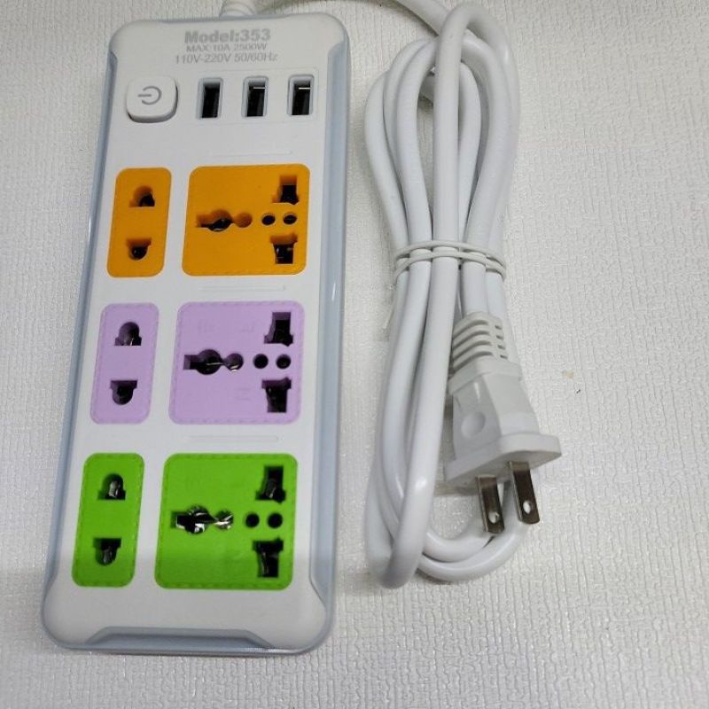 AC power socket extension wire with 3 usb hub/ 3 usb plug | Shopee ...