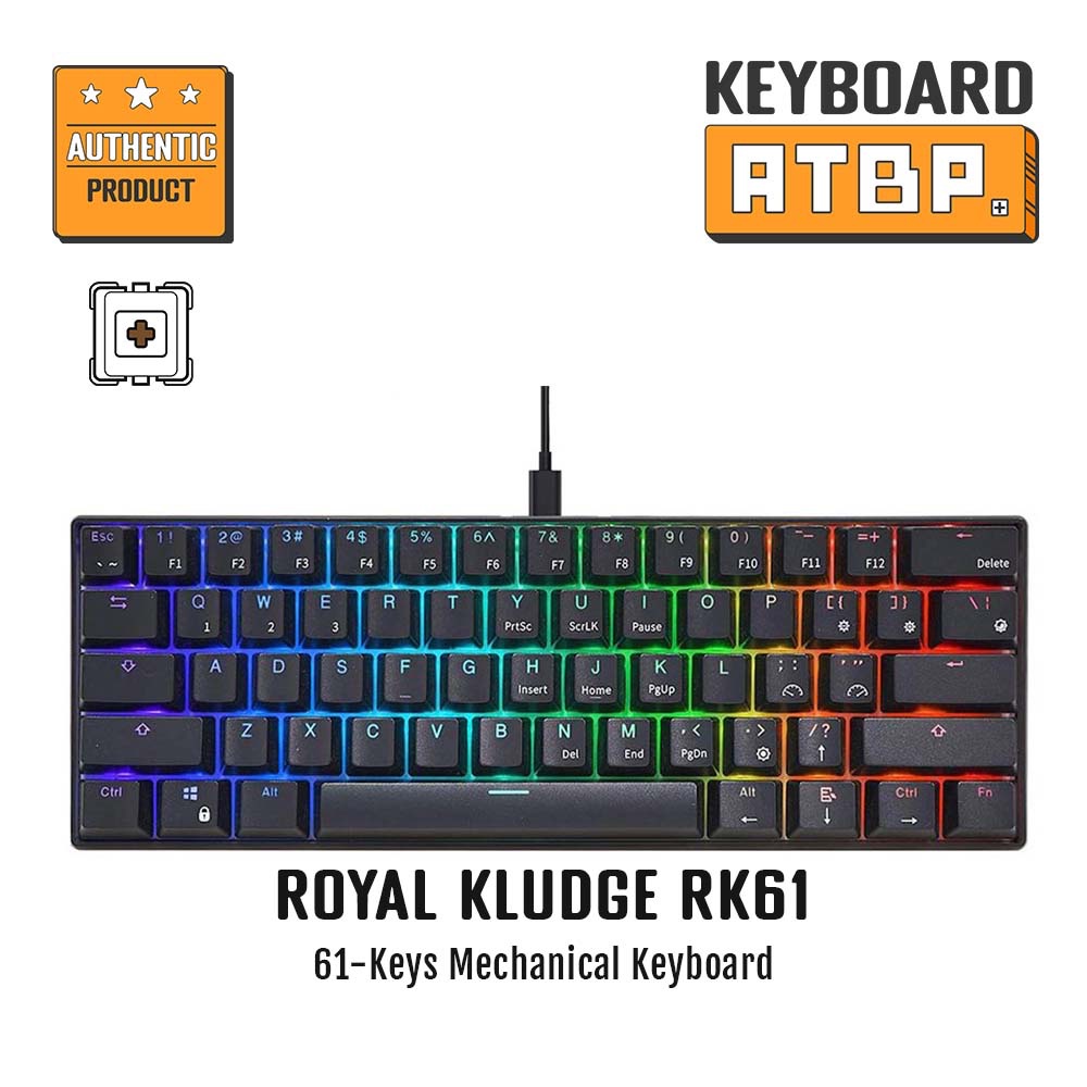 RK Royal Kludge RK61 Tri-Mode Compact 61-Keys Mechanical Keyboard ...