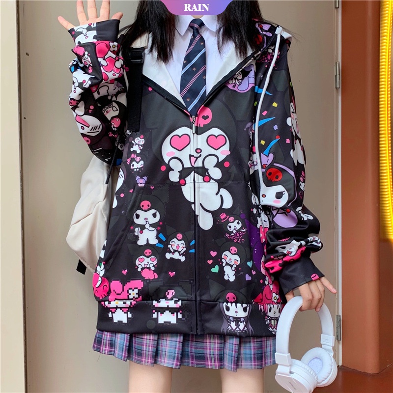 Japanese Kawaii Anime Cartoon Girl Kuromi Uniform Cardigan Harajuku ...