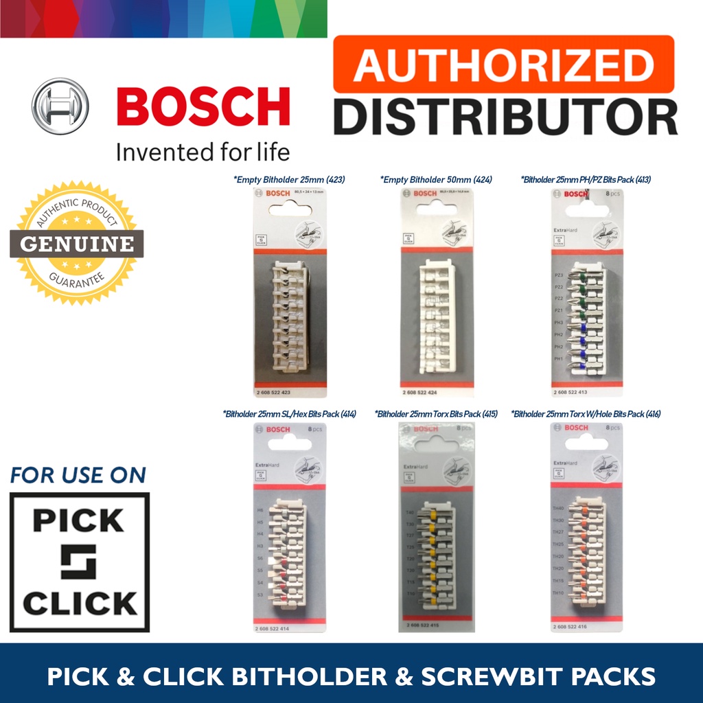 ORIGINAL Bosch Pick and Click Bitholder & Screw Bit Packs Bit Holder PH ...