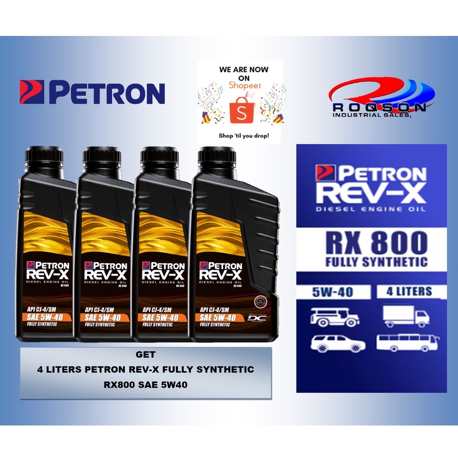 PETRON REV-X RX800 FULLY SYNTHETIC DIESEL ENGINE OIL SAE5W-40 (4 Liters ...