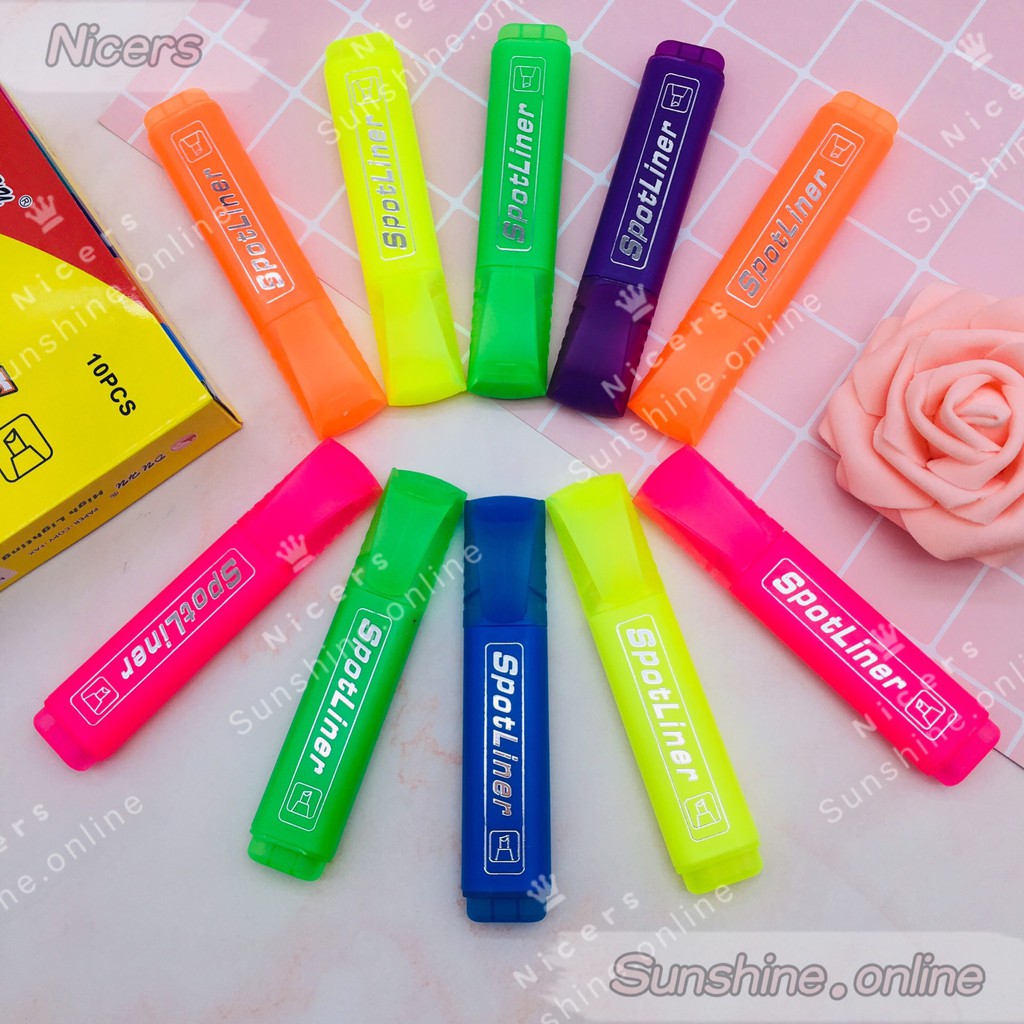 10pcs DH-102 spotliner highlighter marker | Shopee Philippines