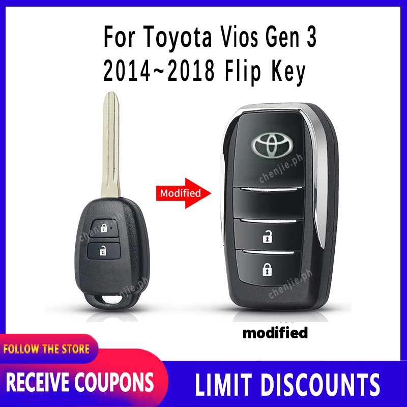 sale cod for Toyota Vios flip key accessories 3rd Gen 3 2013 2014 2015 ...