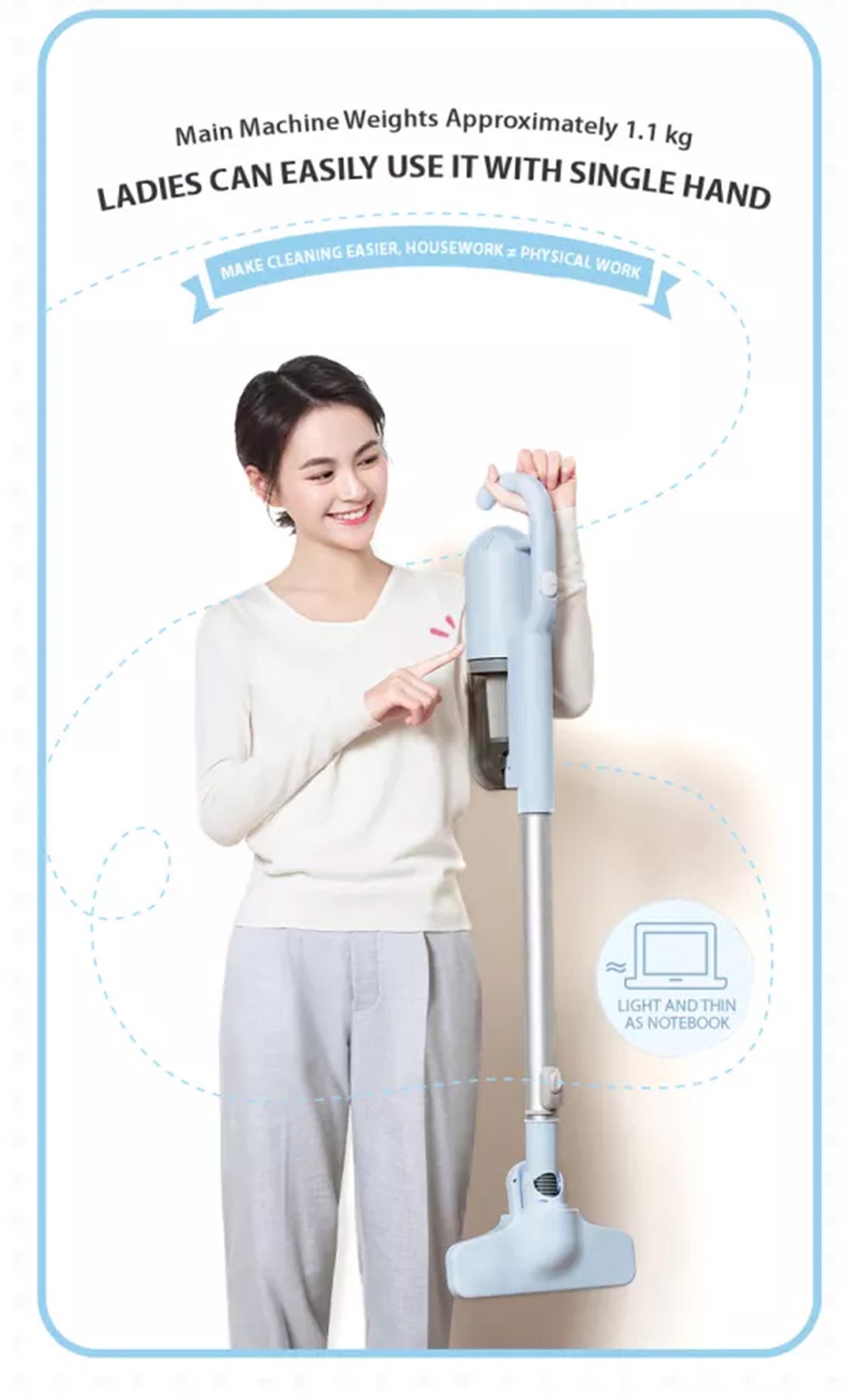 GAABOR x BEAR Corded Lightweight Vacuum Cleaner 400W High Power 10000Pa ...