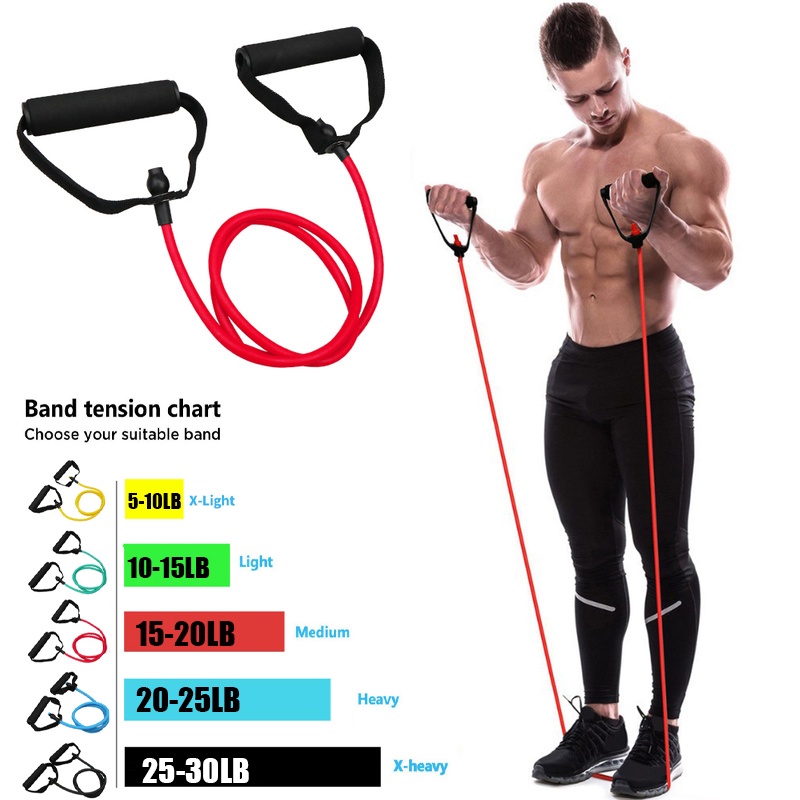 5 Levels Resistance Bands with Handles Yoga Pull Rope Elastic Fitness ...
