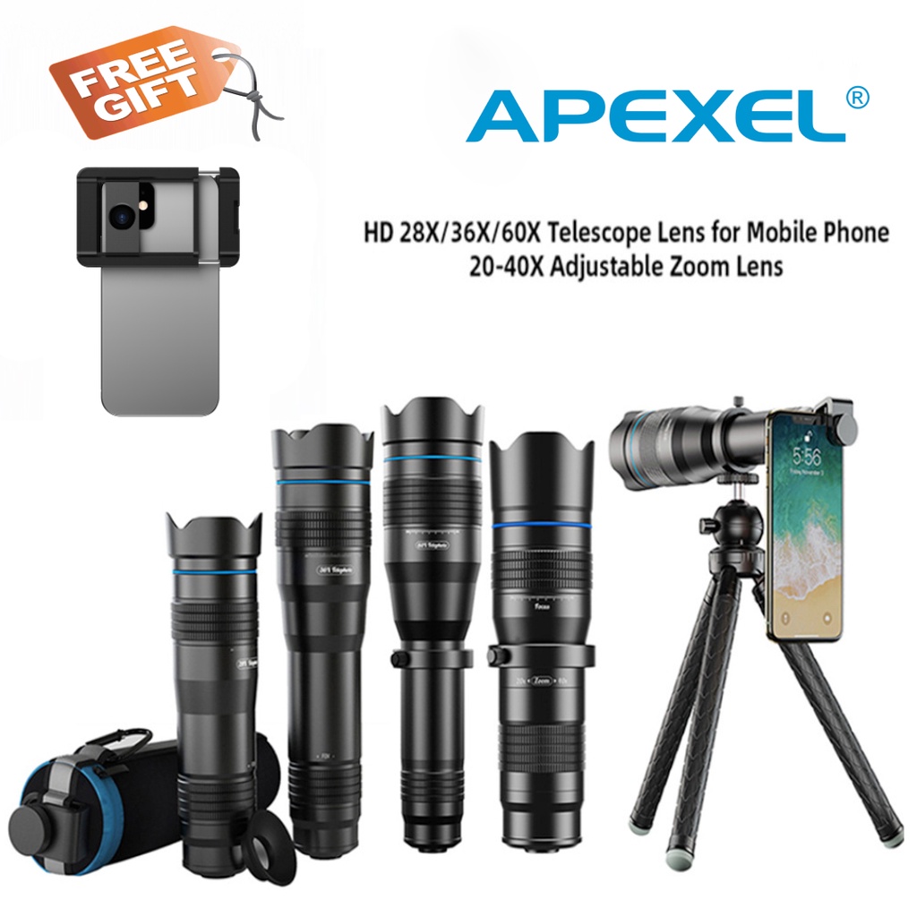 APEXEL Professional HD 20-40X/28X/36X/60x Telephoto Zoom Lens Monocular ...