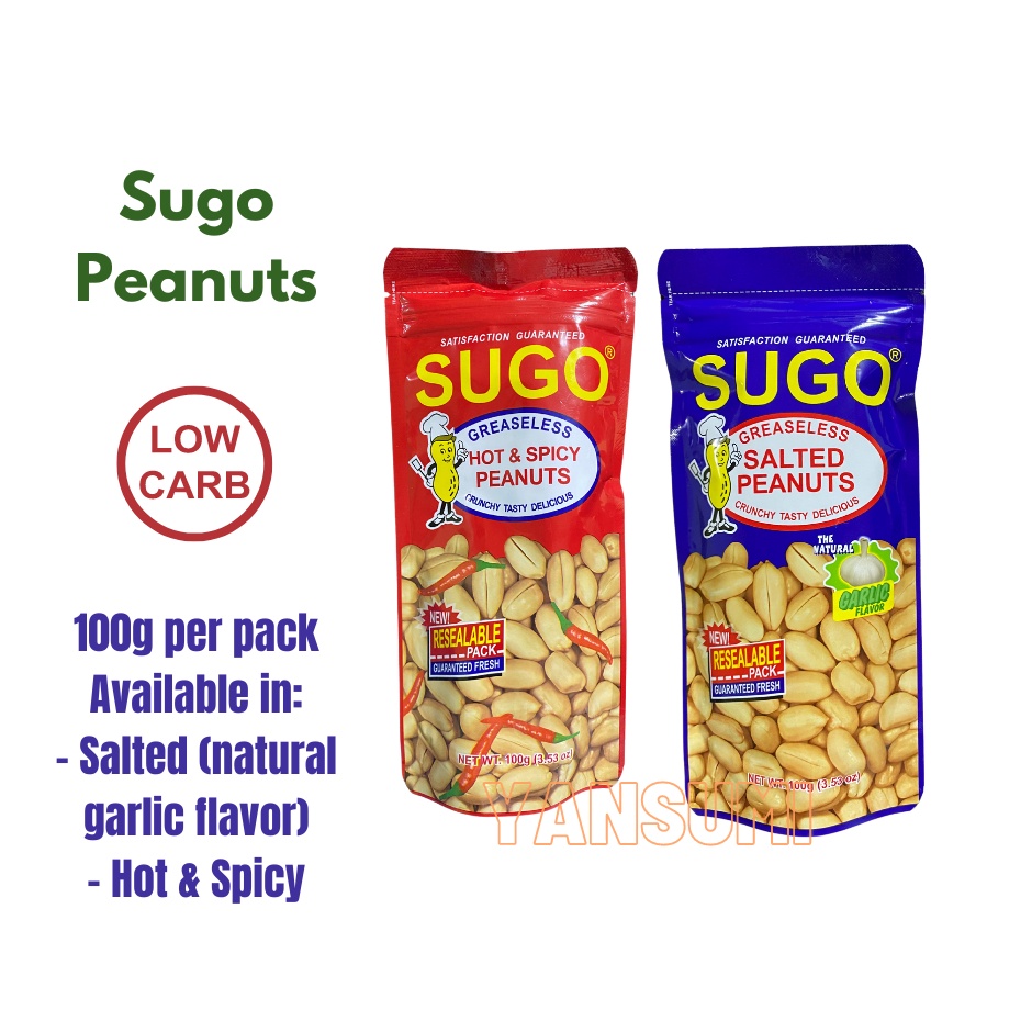 SUGO Greaseless Peanuts (100g pack) | Keto and Low Carb Snack | Shopee Philippines