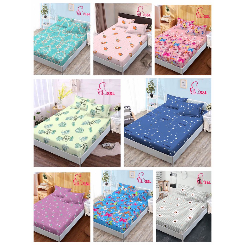 COD S&L 3in1 Diverse styles Modern Fashion cotton bed sheet&2 pillow ...