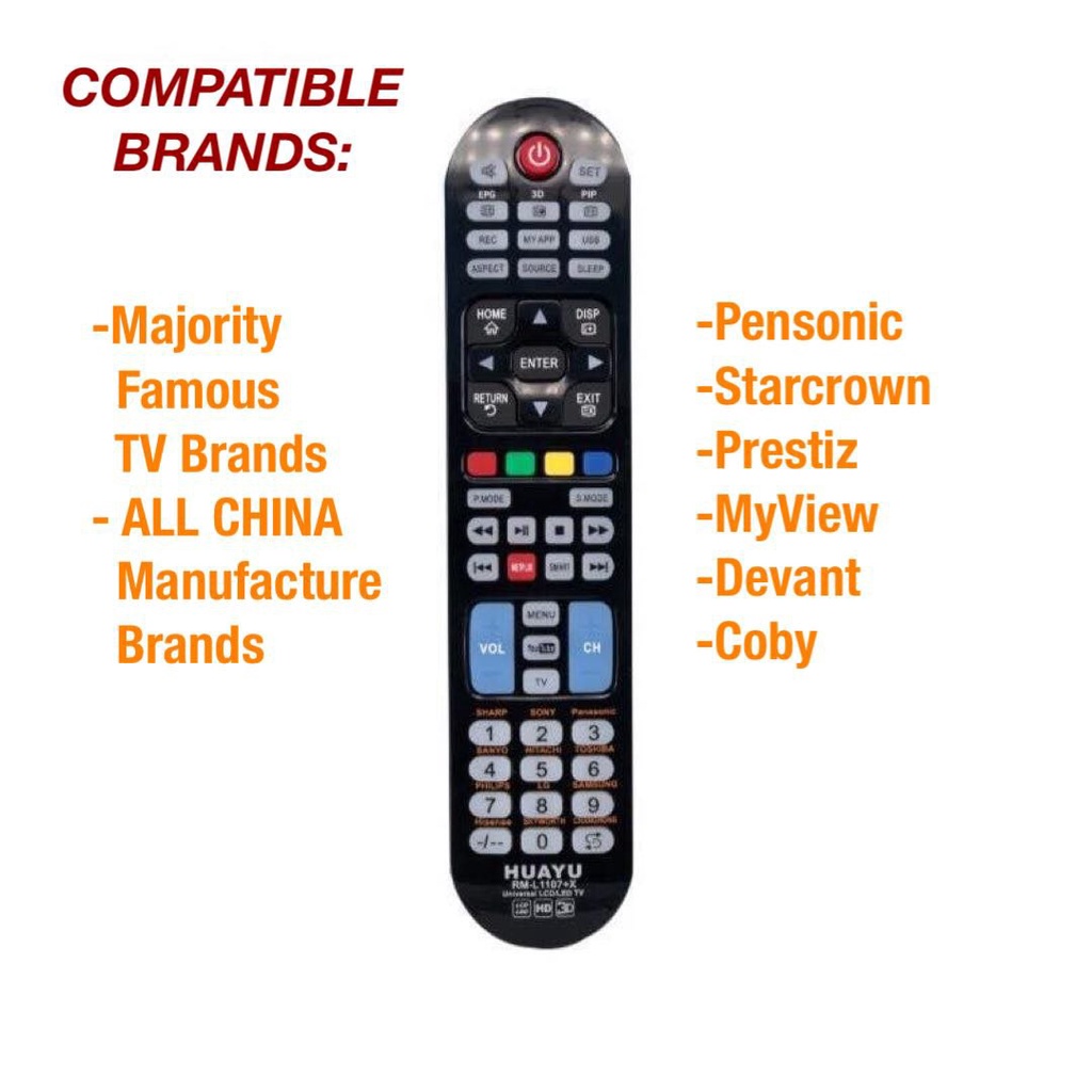TKK Huayu RM-L1107+X RM-014S+ Universal Smart TV Remote Control With Netflix and YouTube Buttons ...