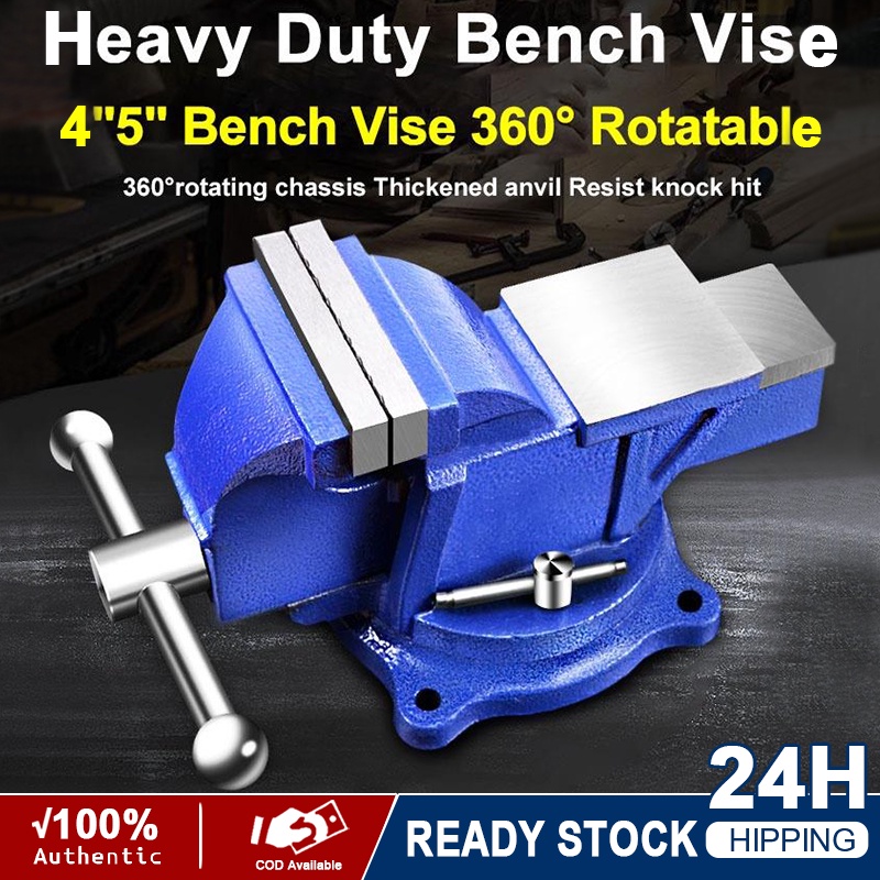 Bench Vise 4in/5in 360° Swivel Household Vise Heavy Duty Cast Iron ...