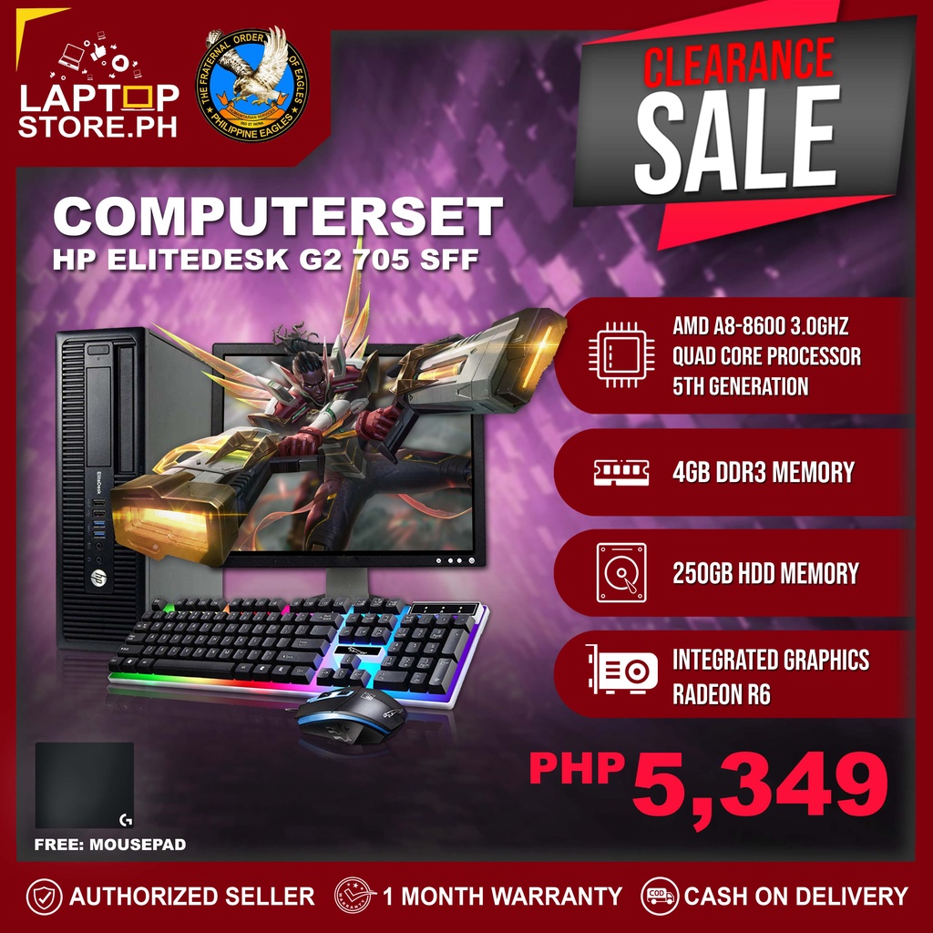 Computer Set HP ELitedesk 705 G2 SFF AMD A8-8600 5th Gen 3.0hz 4gb ...