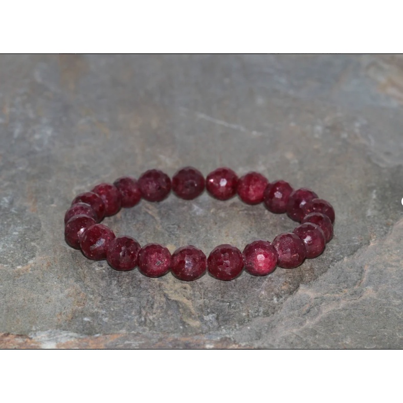 Zheteau High Grade Faceted Ruby Beaded Bracelet, 8mm Faceted Ruby ...