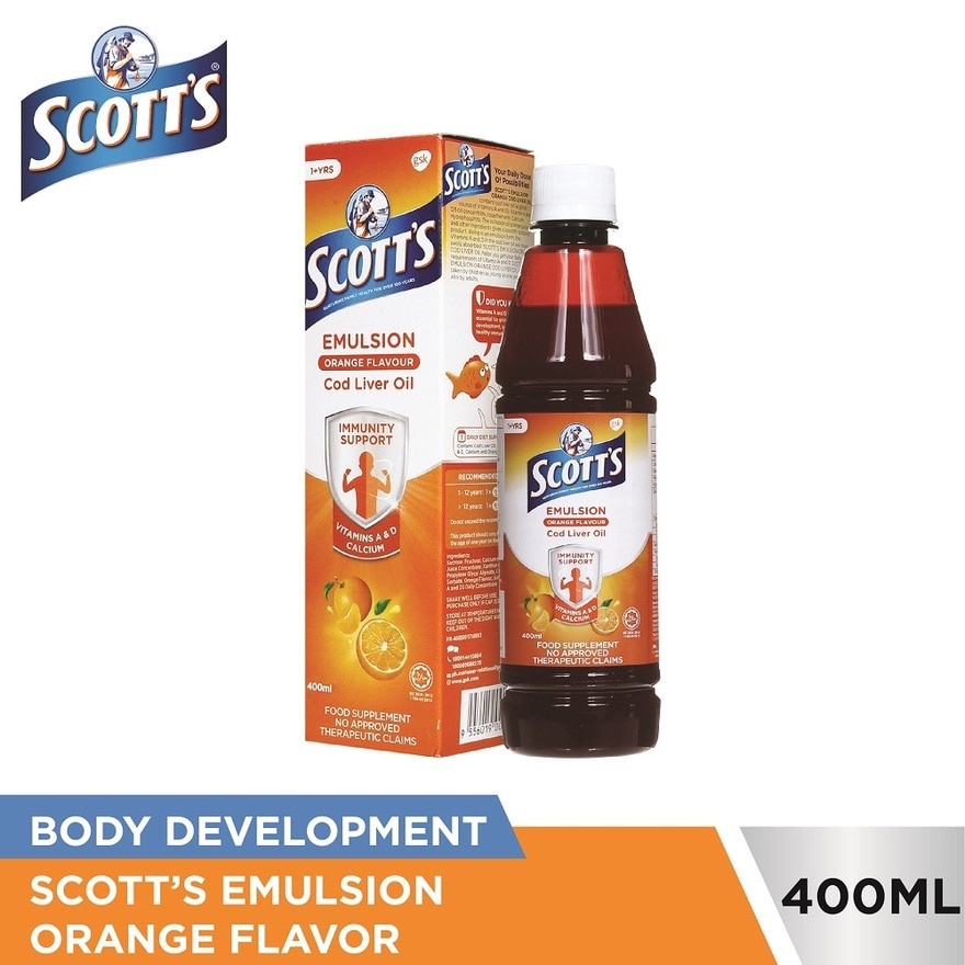 SCOTT'S Emulsion Orange Flavor Cod Liver Oil 400ml | Shopee Philippines