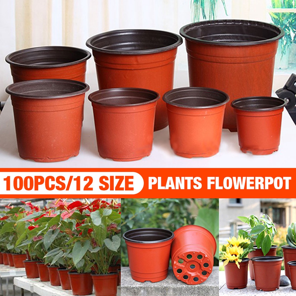 100Pcs Flower Pot Plastic Plant Pots Desktop Potted Soft Nursery Garden ...