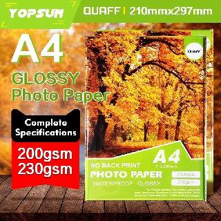 Quaff Photo Paper A4 | 5R | 4R | 3R Glossy 180 & 230gsm 20Sheets ...