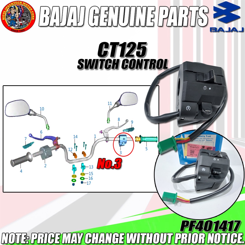 CT125 SWITCH CONTROL RIGHT (KMC) (GENUINE: PF401417) | Shopee Philippines
