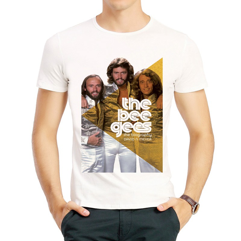 Bee Gees T-Shirt White Color Mens Clothes Short Sleeve Bee Gees Logo T ...