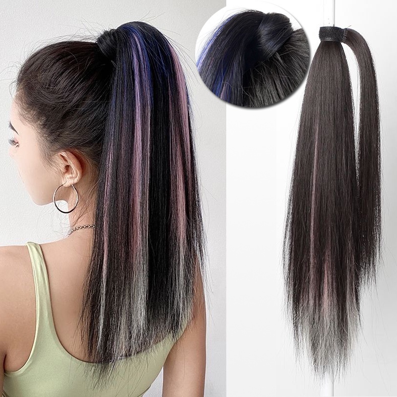 50CM Synthetic Long Straight Wrap Around Clip In Ponytail Hair ...