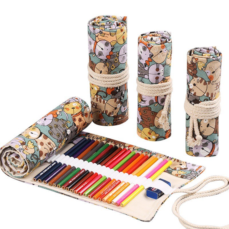 12/24/36/48/72 Holes Roll Colored Pencil Case Kawaii Drawing Pen ...