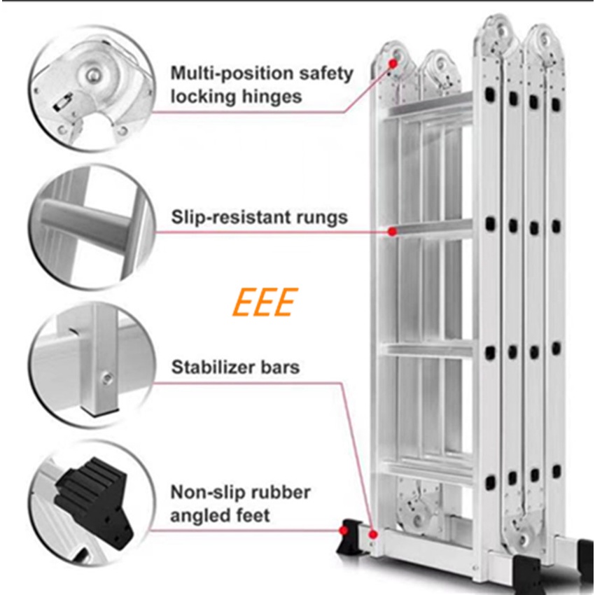 20 STEP(20 FEET) ALUMINIUM MULTIPURPOSE LADDER | Shopee Philippines