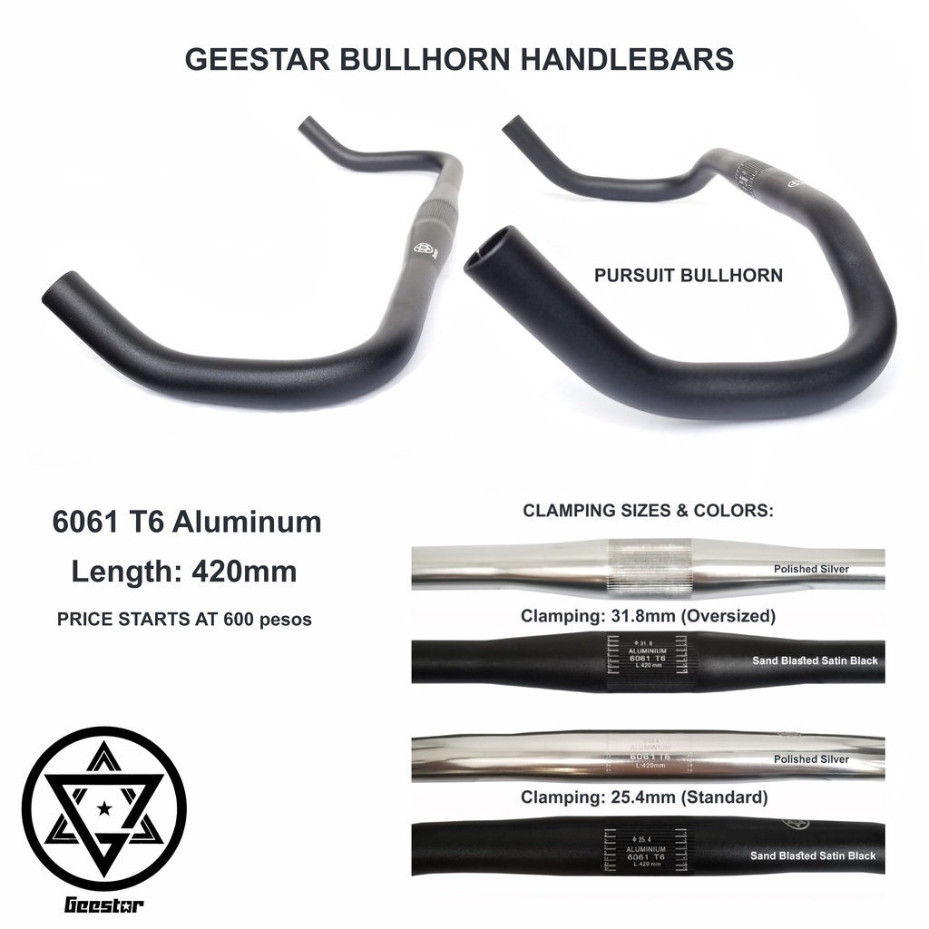 Geestar Bike Handlebar Pursuit Bullhorn Armored Standard 25.4 Oversize ...