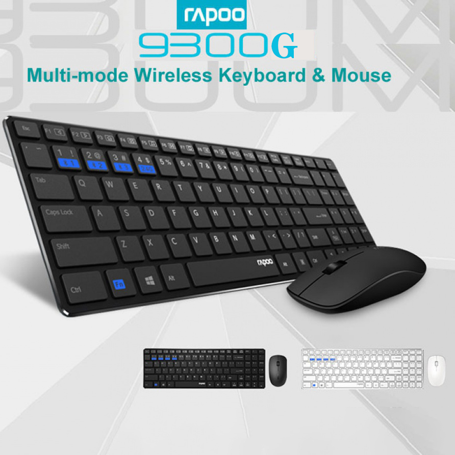 Rapoo 9300G/P Multi-Mode Wireless Keyboard Mouse Combo,Easy-Switch Bluetooth & 2.4G,Connects to ...