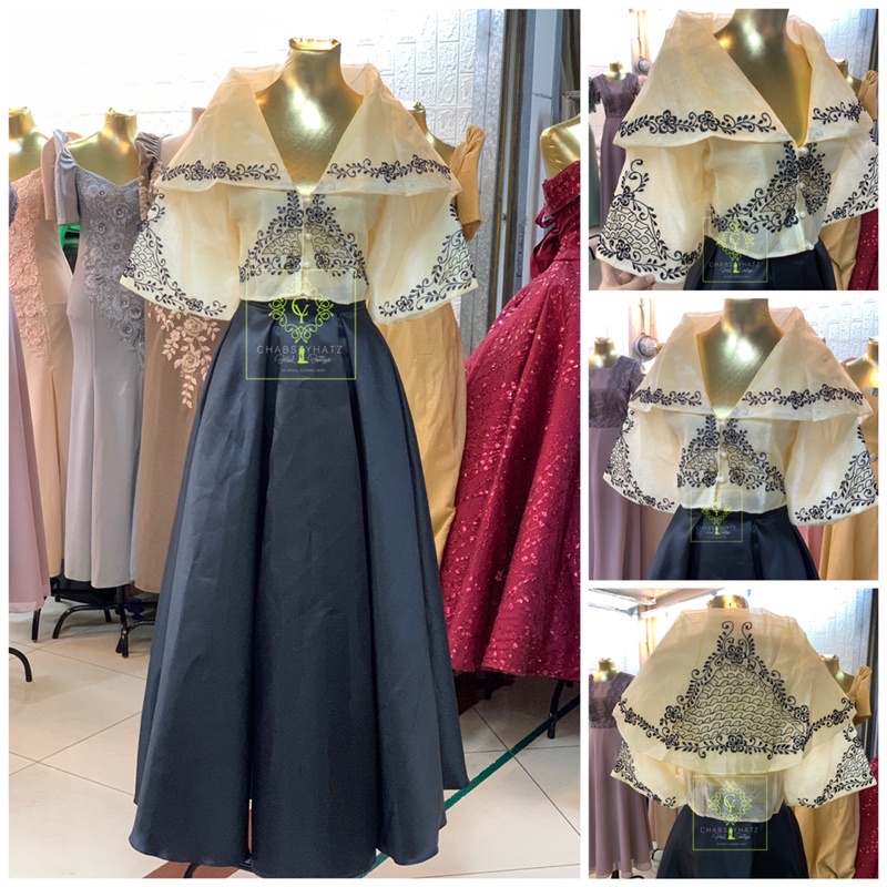 Modern Filipiniana Maria Clara style with skirt | Shopee Philippines